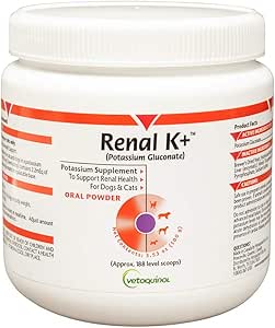 Vetoquinol Renal K+ (Potassium Gluconate) Potassium Supplement Powder ...