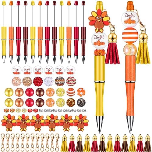 Amazon.com : Jutom 12 Pcs Thanksgiving Beadable Pens with 50 Pcs ...