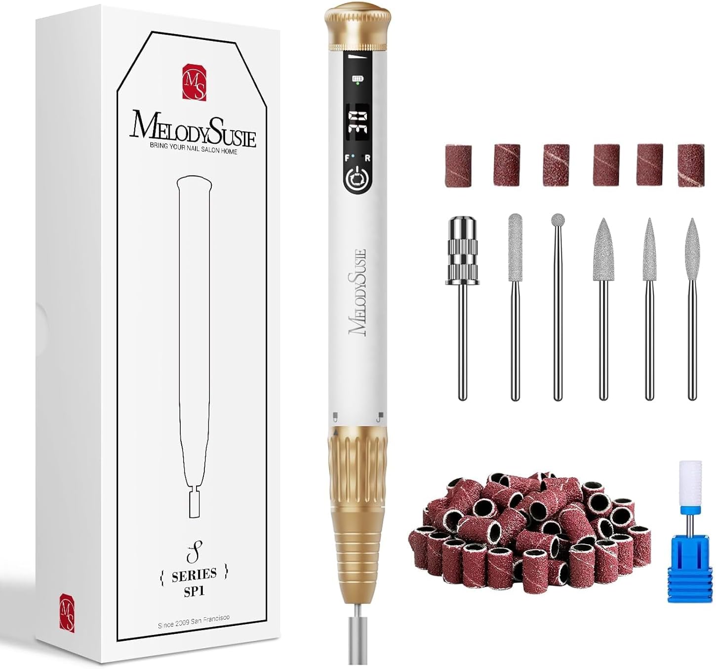 Amazon.com: MelodySusie Cordless Electric Nail Drill Machine 11 in 1 ...