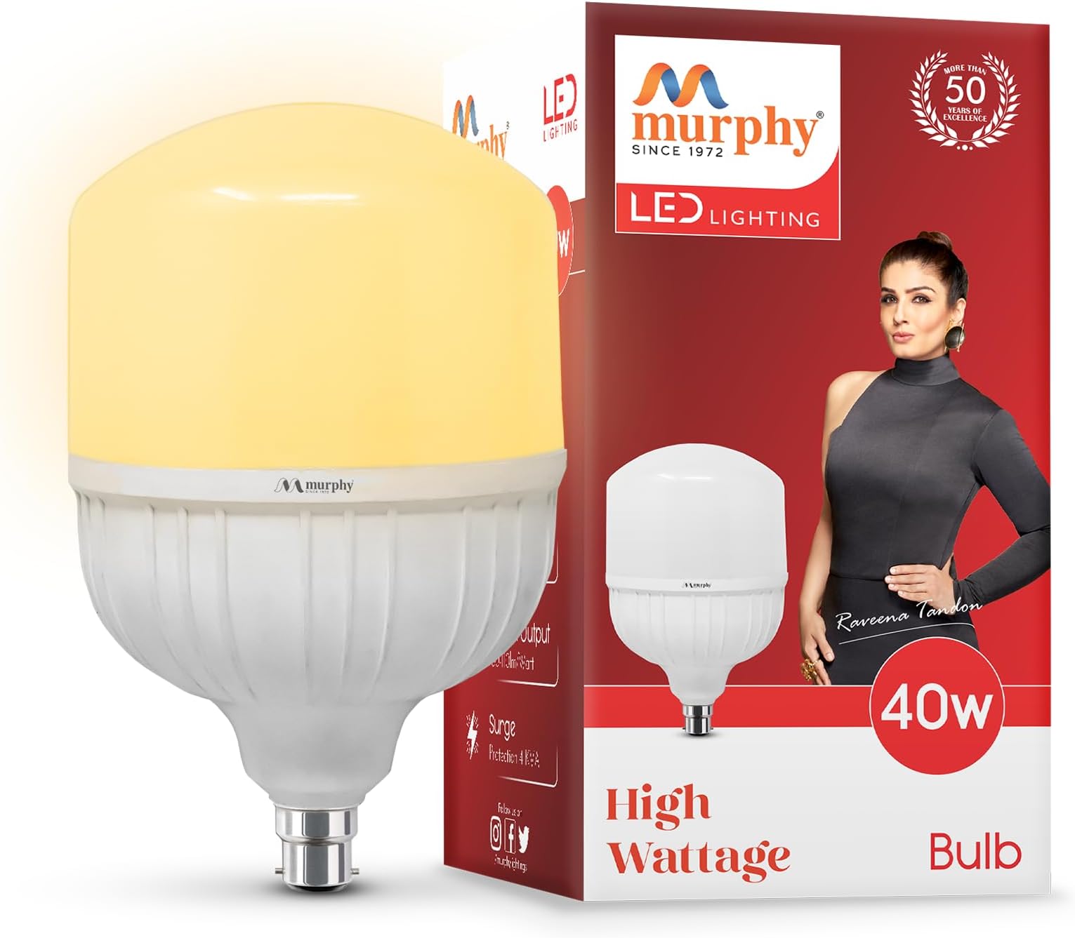 Buy Murphy Base B22 40-Watt LED Globe High Wattage Bulb (Warm White ...