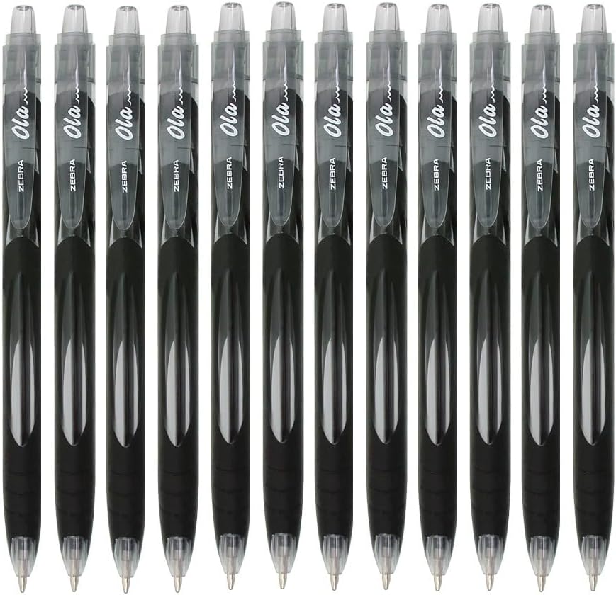 Zebra Pen Ola Retractable Ballpoint Pen, Medium Point, 1.0mm, Black Ink ...