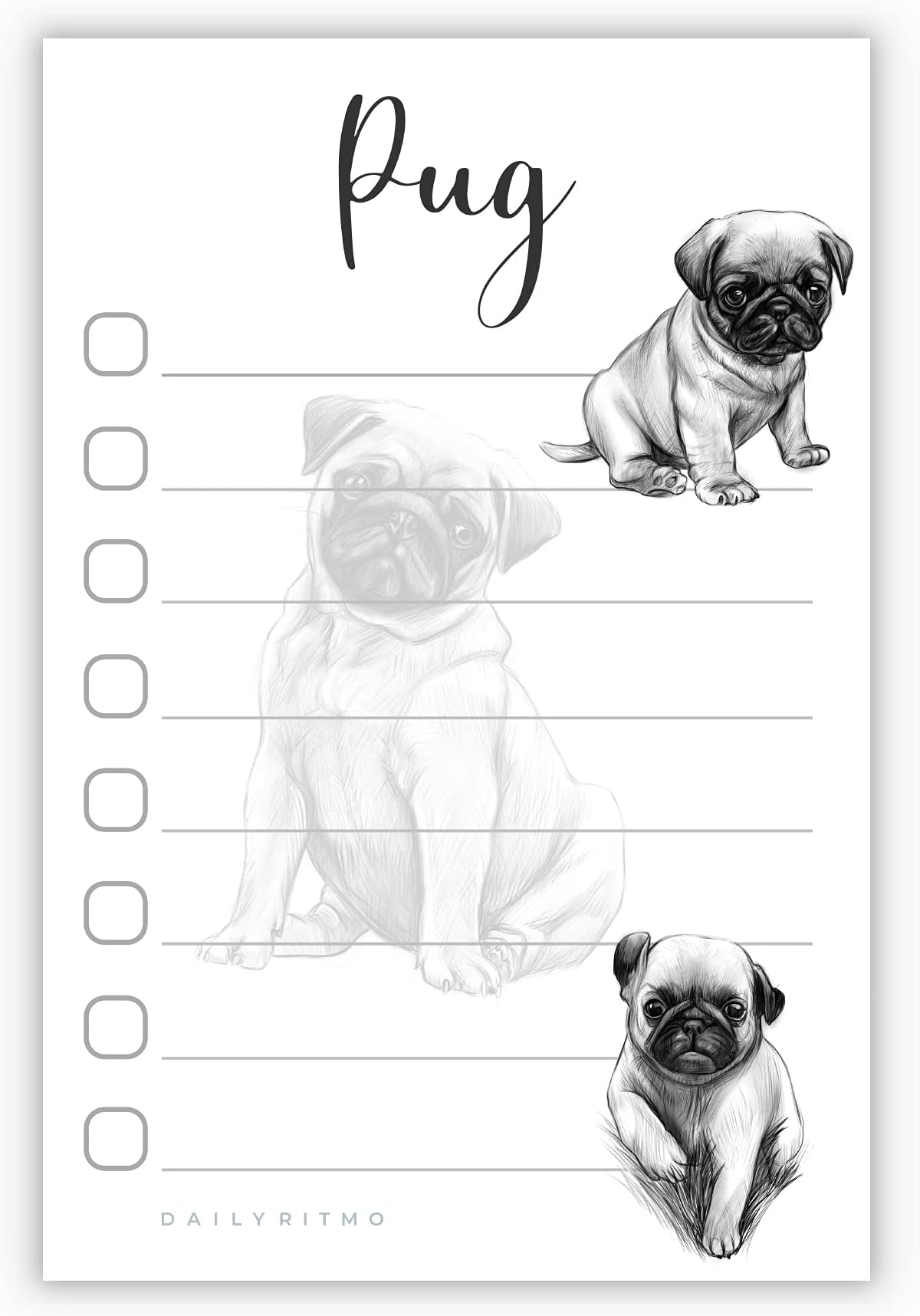 Amazon.com : Pug Shaped Sticky Notes, Includes 150 Sheets, 3 Pug Dog ...