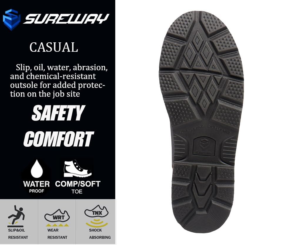 Snapklik.com : SUREWAY Soft Toe Heavy Duty Waterproof Work Boot, Mens 6 ...