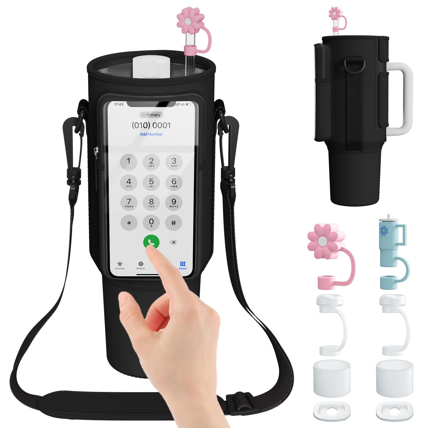 Water Bottle Holder with Strap for Stanley 40oz Tumbler with Handle ...