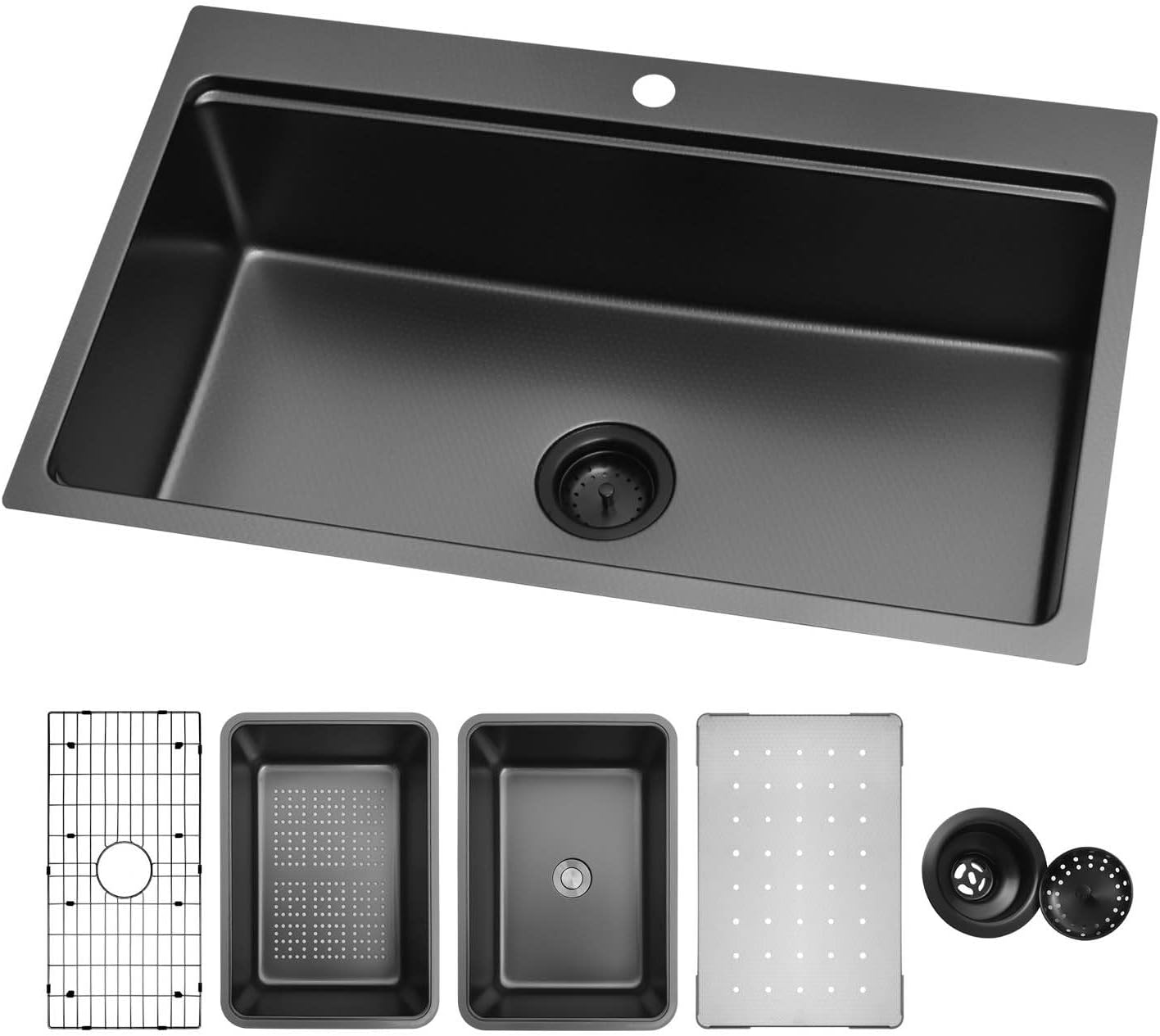 MILOSEN Black Stainless Steel Kitchen Sinks, 32''×20'' Drop-in Kitchen ...