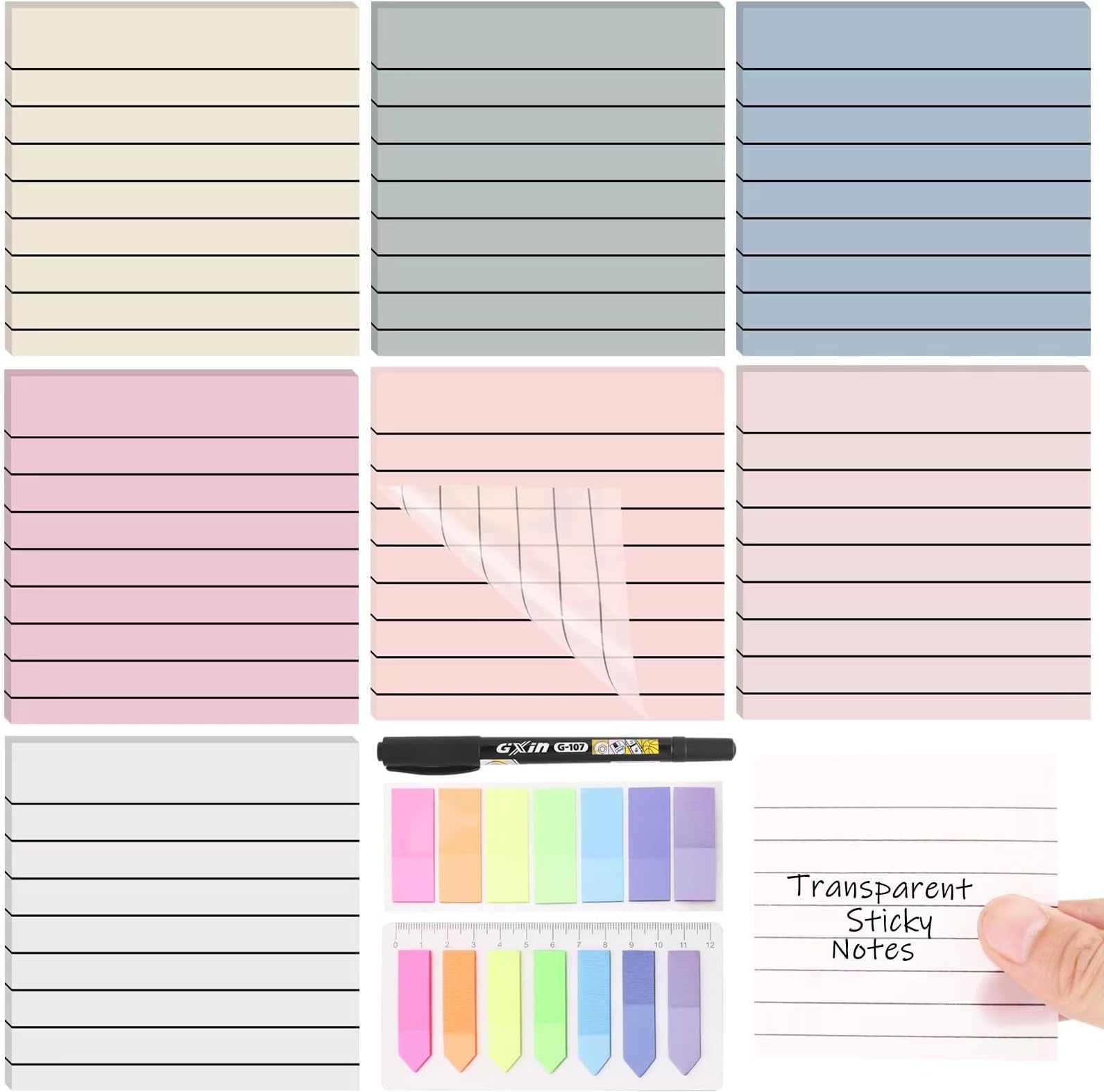 Amazon.com: Transparent Sticky Notes, 12 Pads Glitter Clear Sticky ...