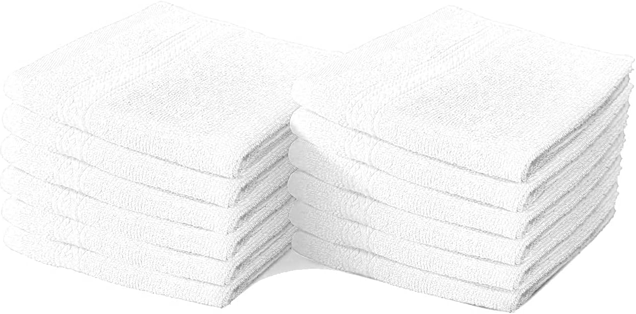 VINN DUNN® Hotel 100% Cotton Face Cloth, 12 Cotton Washcloths, Flannels ...