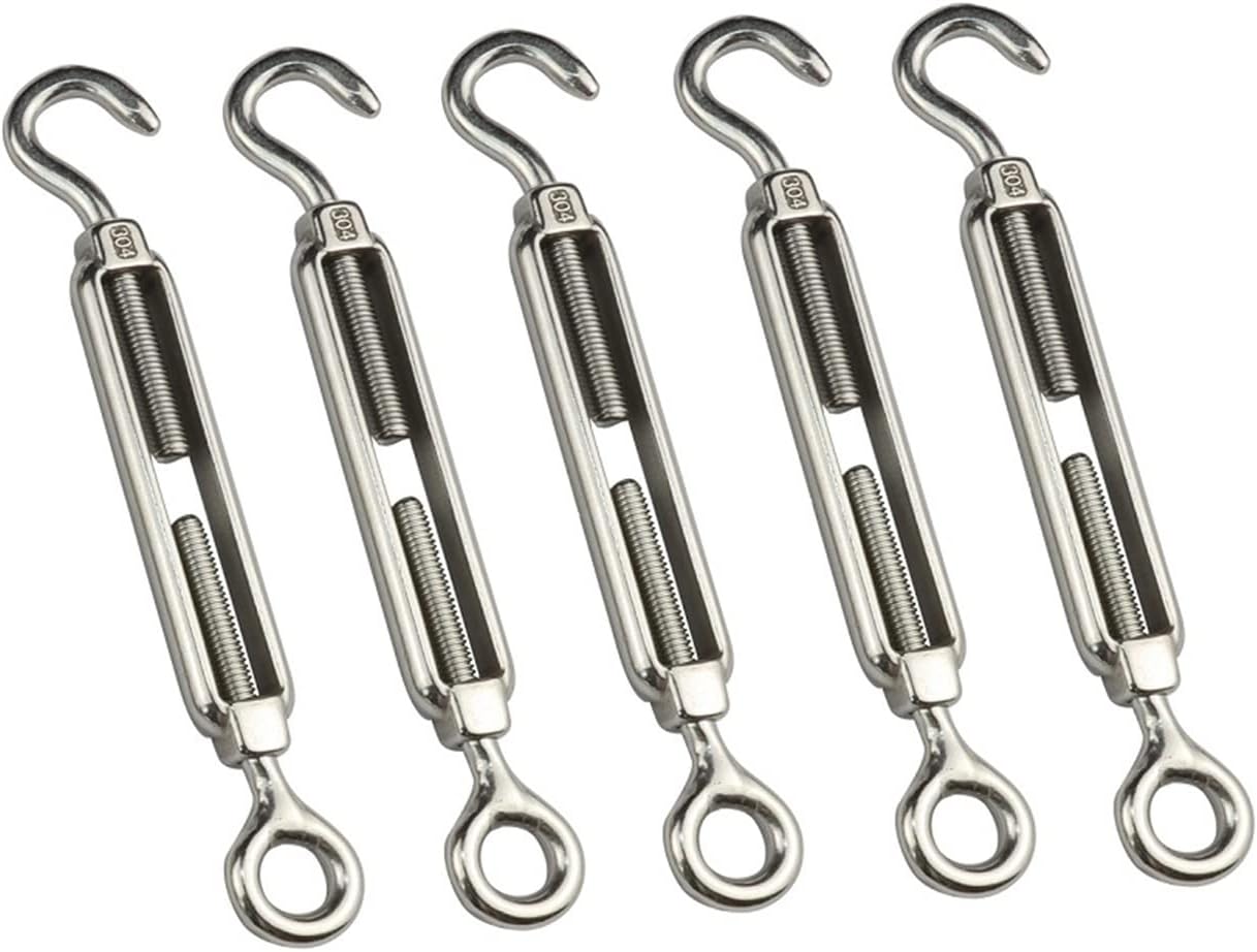 Amazon.com: 5PC 304 Stainless Steel Hook and Eye Turnbuckle Wire Rope ...
