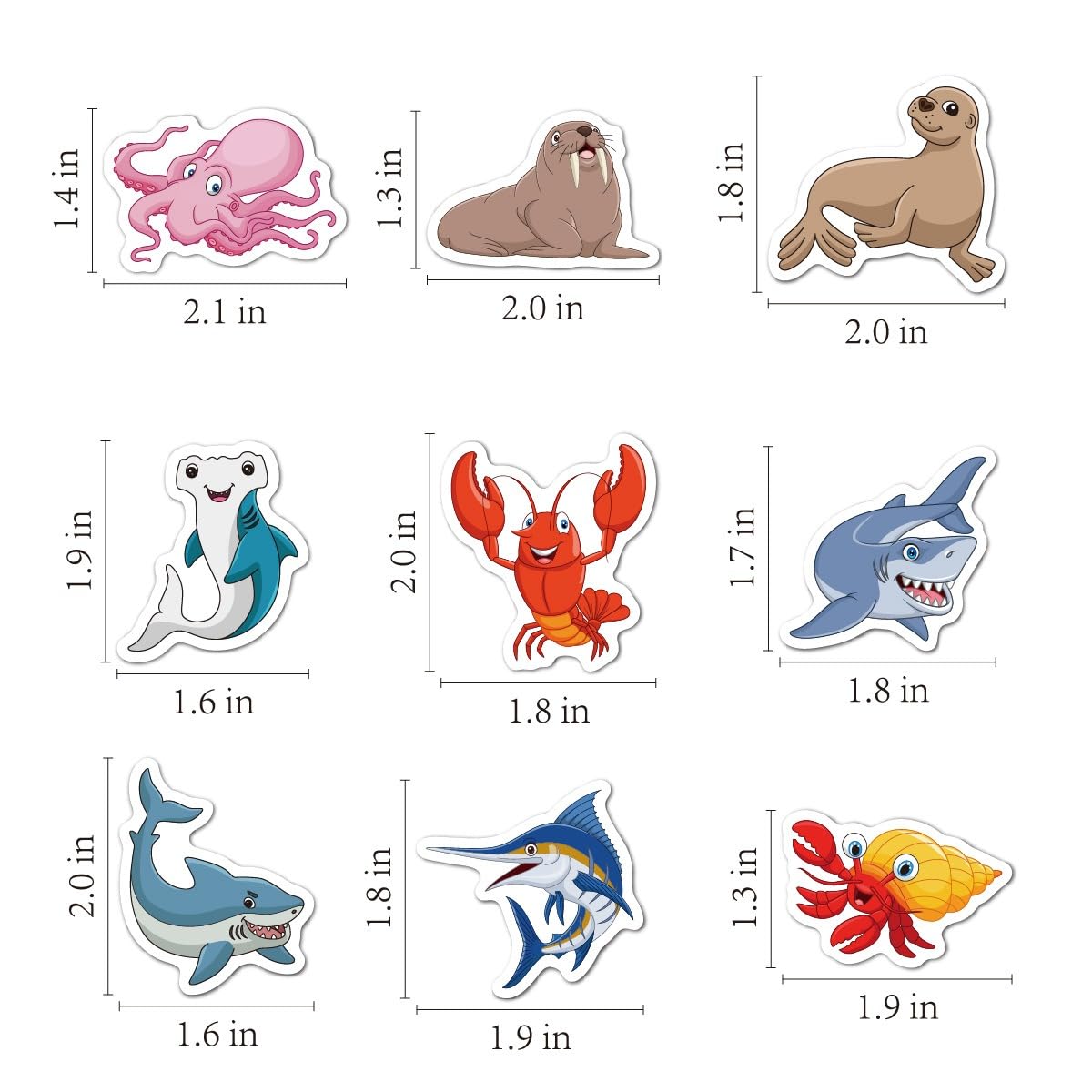 Snapklik.com : 100pcs Sea Animals Stickers For Kids Waterproof Vinyl ...
