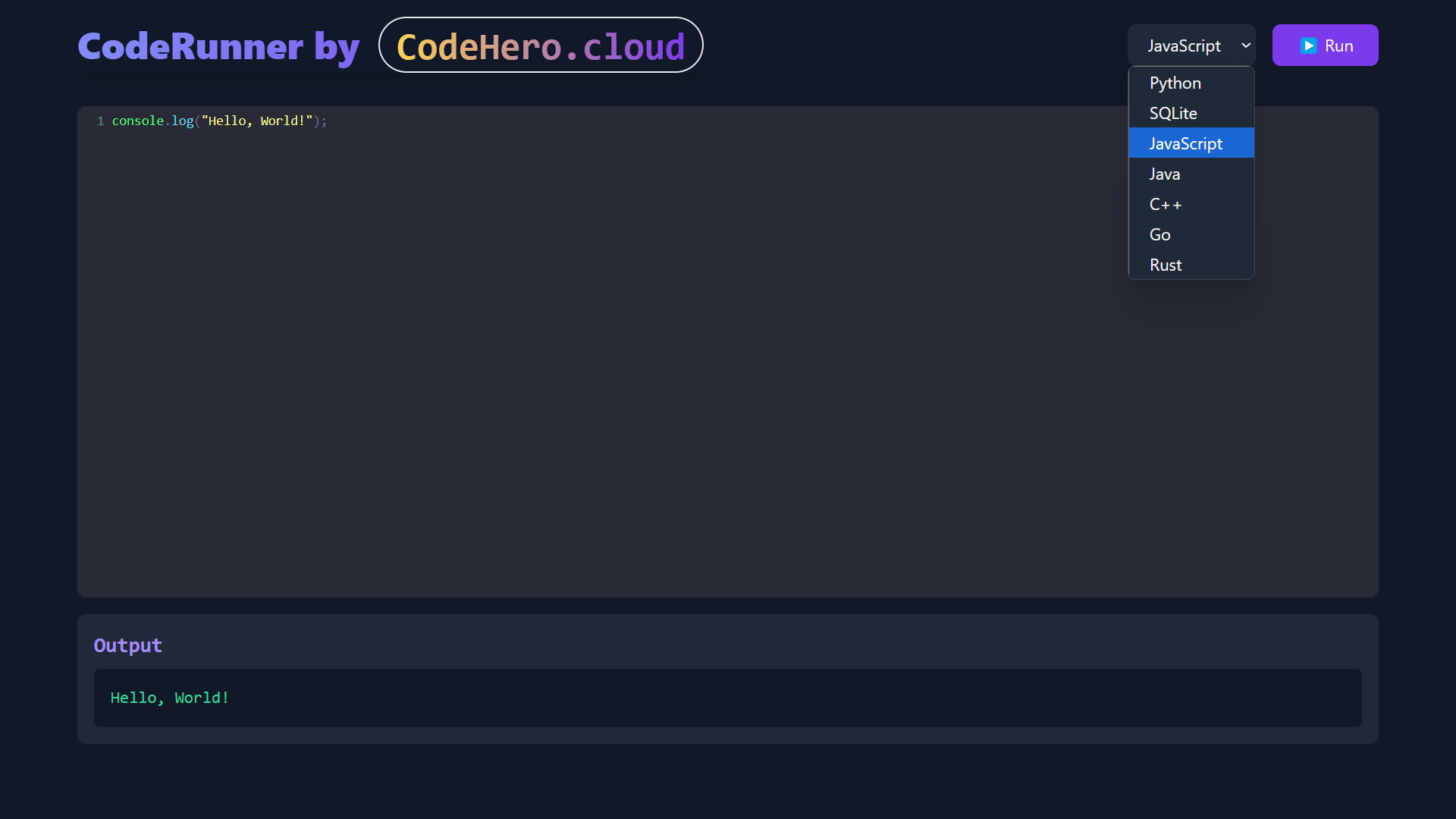 Aplicación CodeHero Cloud – The Ultimate Online Compiler for Multiple Programming Languages en ...