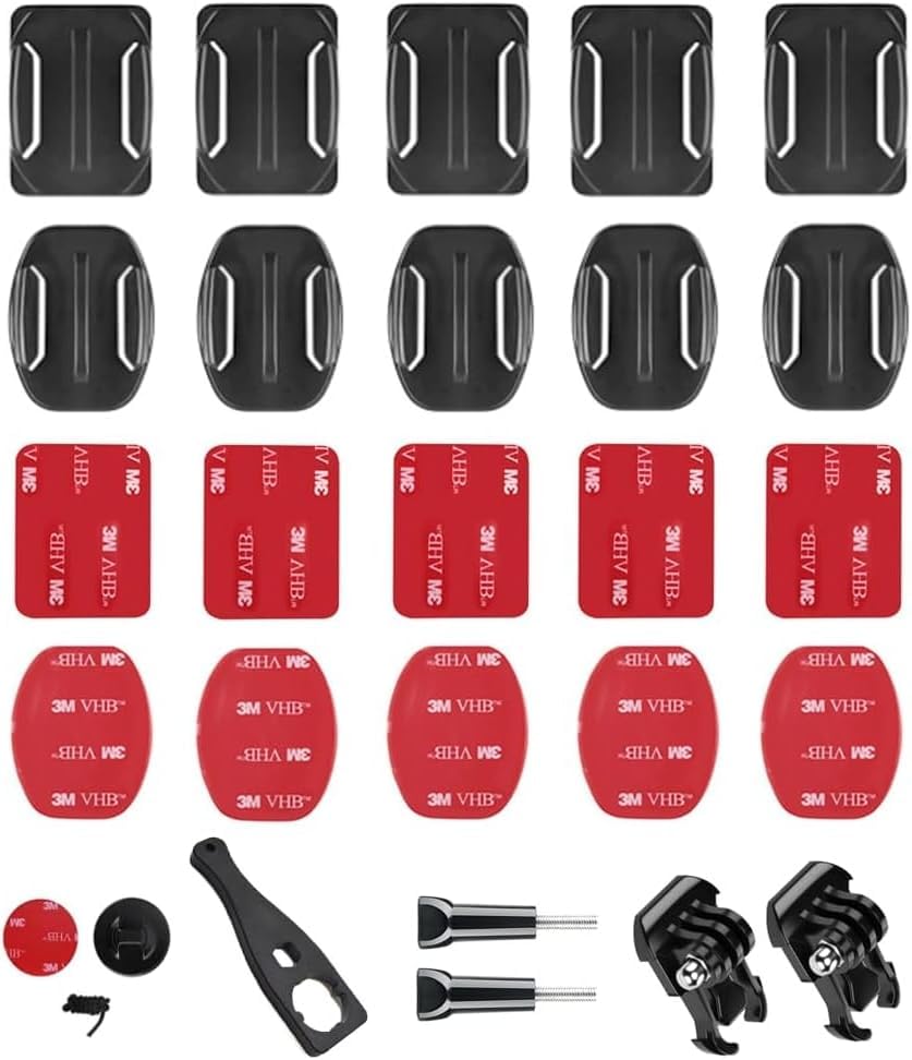 YHTSPORT Helmet Adhesive Mounts Flat and Curved for GoPro, Action ...