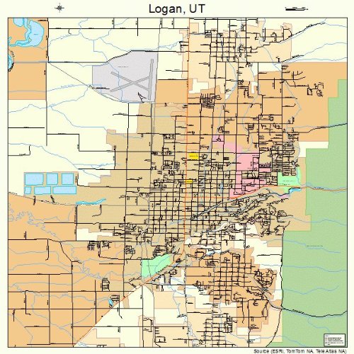 Large Street & Road Map of Logan, Utah UT - Printed poster size wall ...