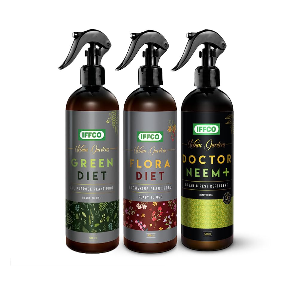IFFCO Urban Gardens - Plant Food + Mealy Bug Spray Combo- 1.5 Litre - Green Diet, Flora Diet, Dr ...