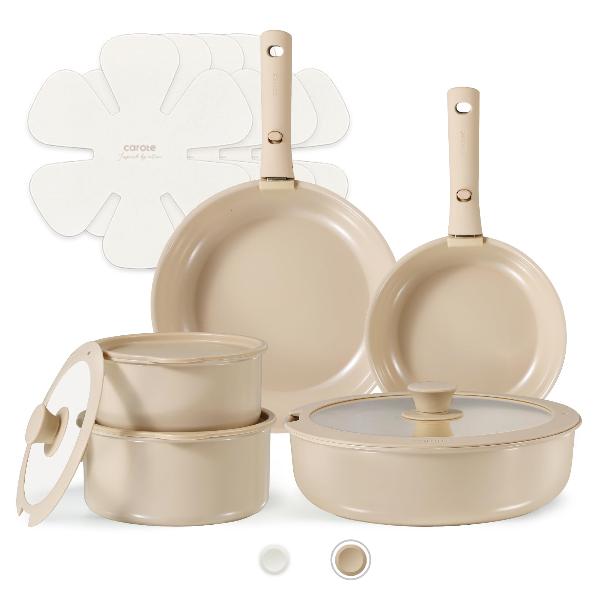 Amazon.com: CAROTE 15pcs Ceramic Cookware Set, Pots and Pans Set ...