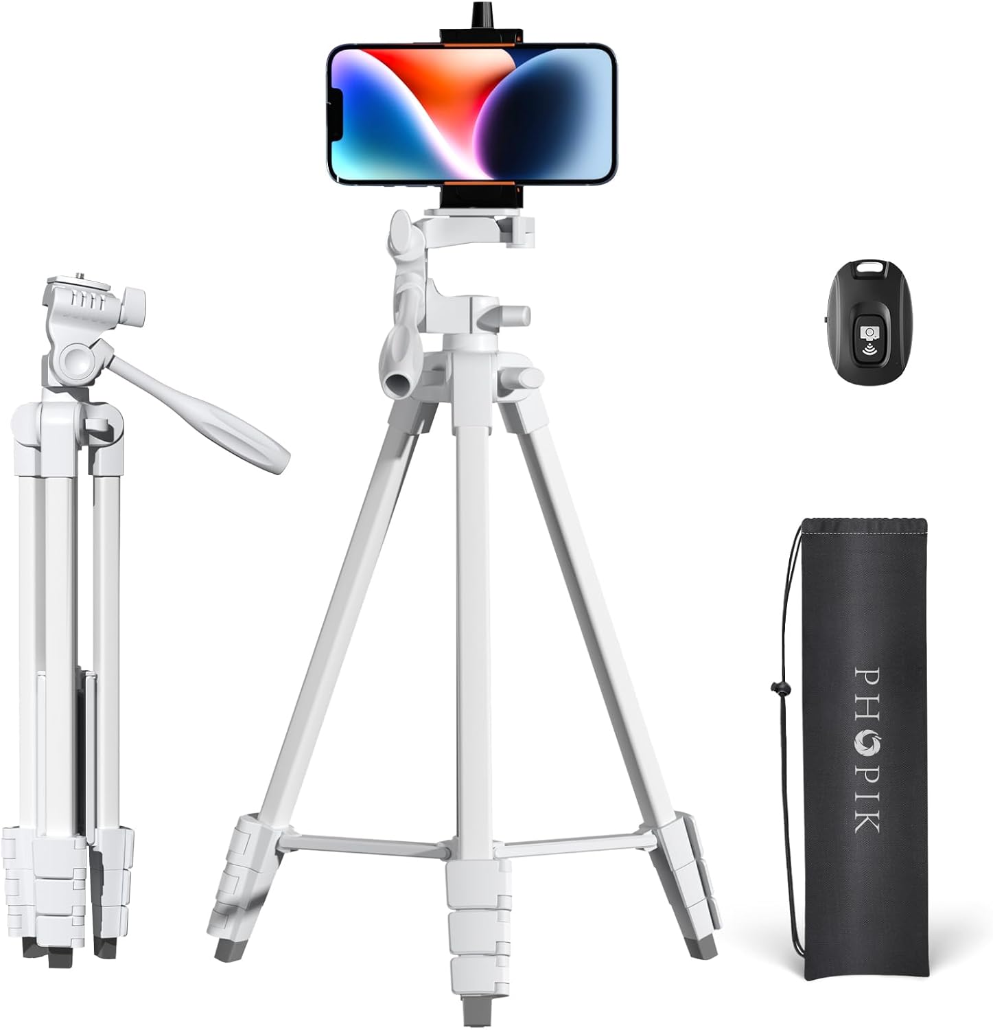 Amazon.com: PHOPIK Extendable Tripod Stand - 55" Phone Tripod with 360 ...
