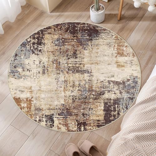 Amazon.com: OIGAE Washable Round Rug 5'Ft, Abstract Modern Hallway ...