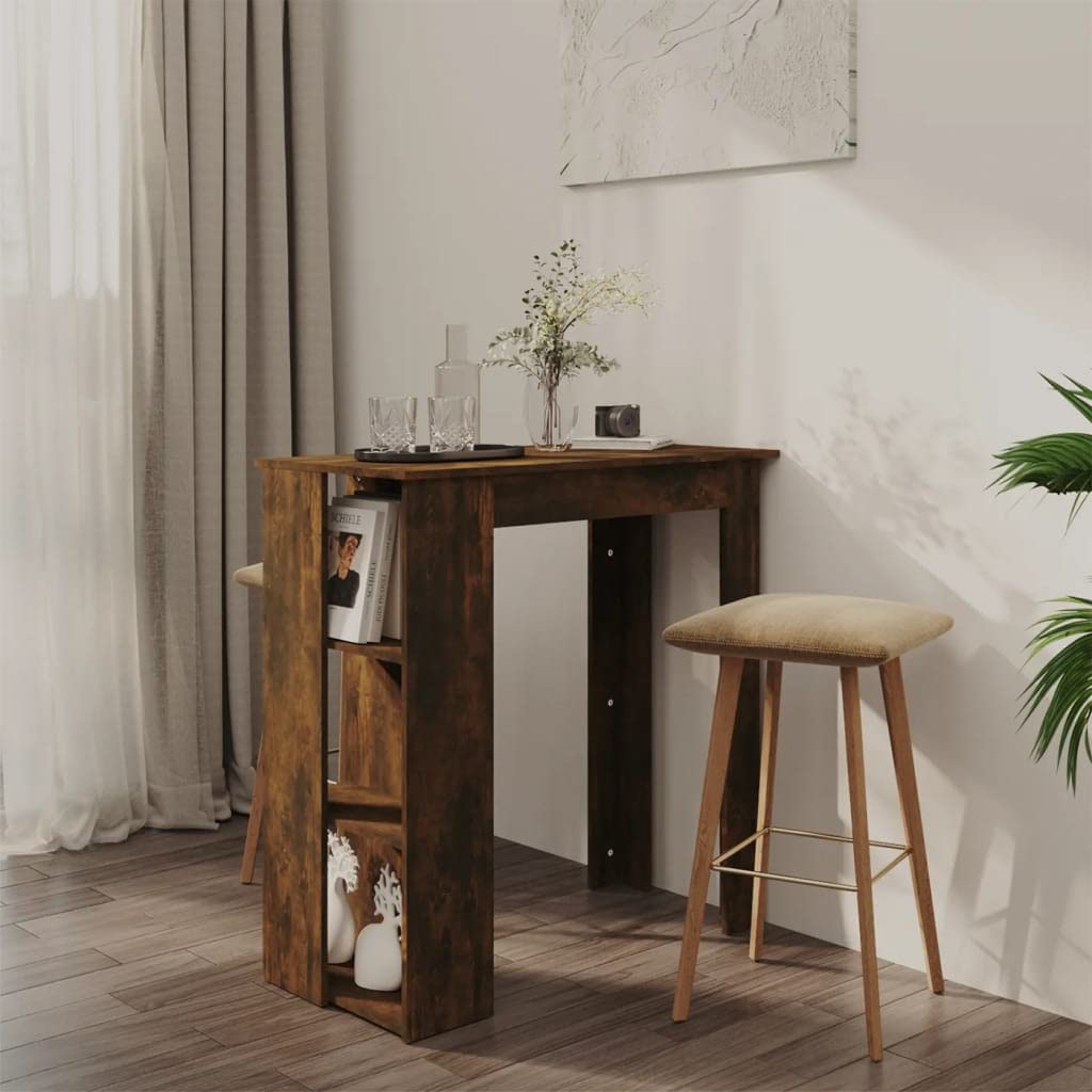 Kitchen Bar Counter Freestanding Bar Counter With Storage Rack - Smoked ...
