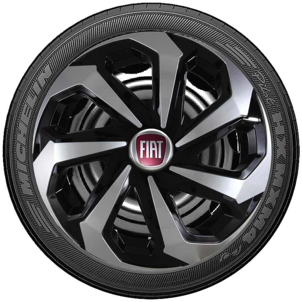Jogo 4 Calotas Esportiva Spider Preto/Prata Aro 14 Fiat Novo Uno Vivace ...