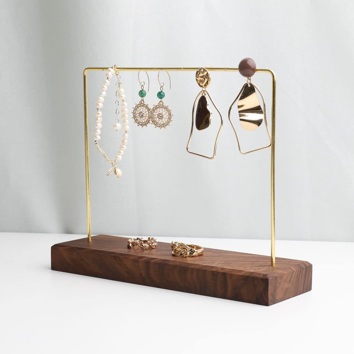 Amazon.com: GemeShou Walnut Brass Earring Cardboad Holder Wood Jewelry ...