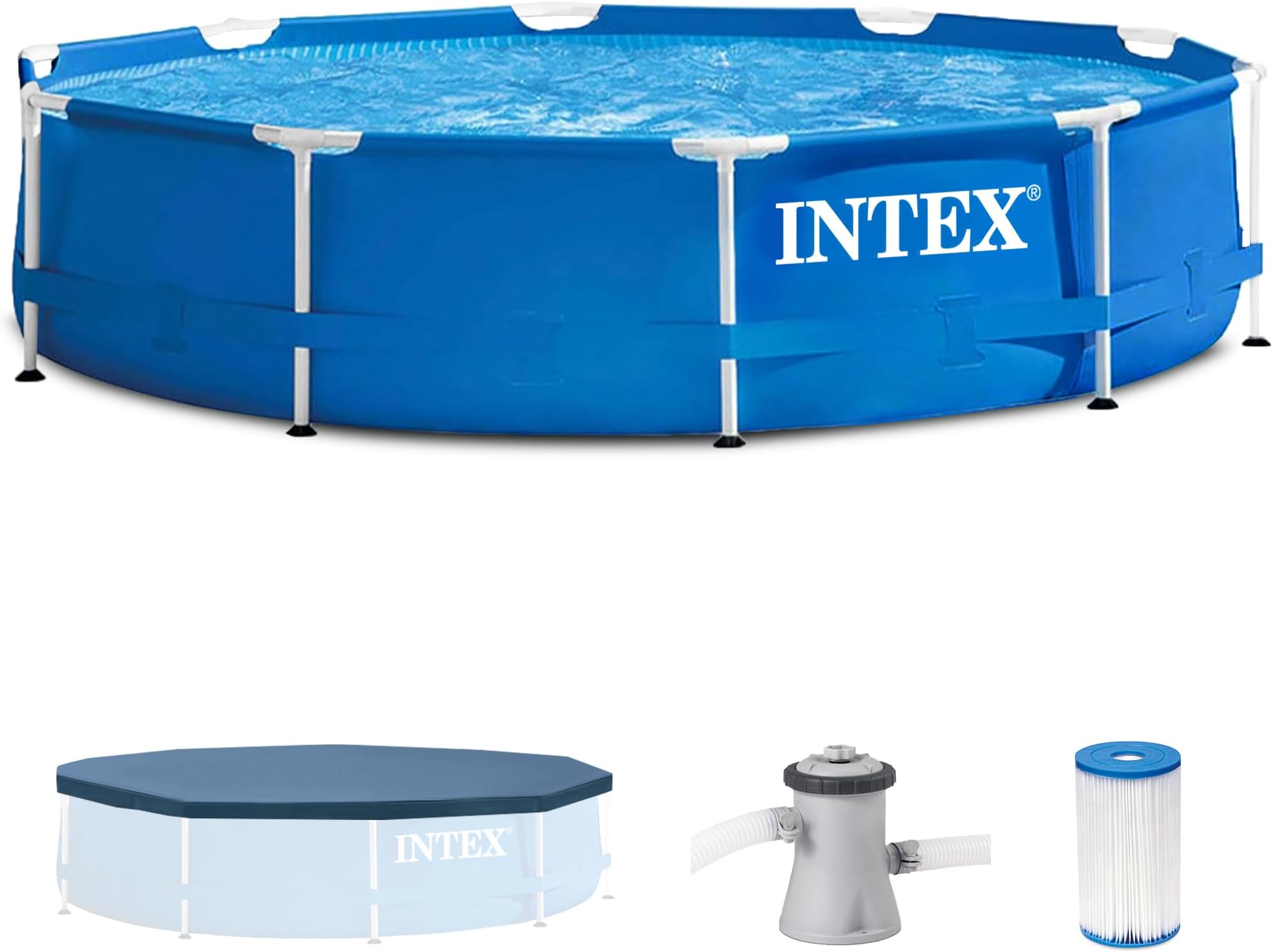 Amazon.com: Intex Greywood Prism Frame 12 Foot x 30 Inch Round Above ...