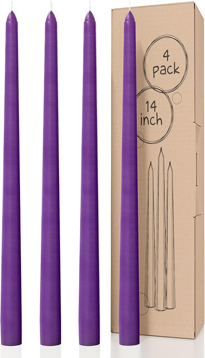 Amazon.com: CANDWAX 14 inch Taper Candles - Set of 4 Tall Purple ...