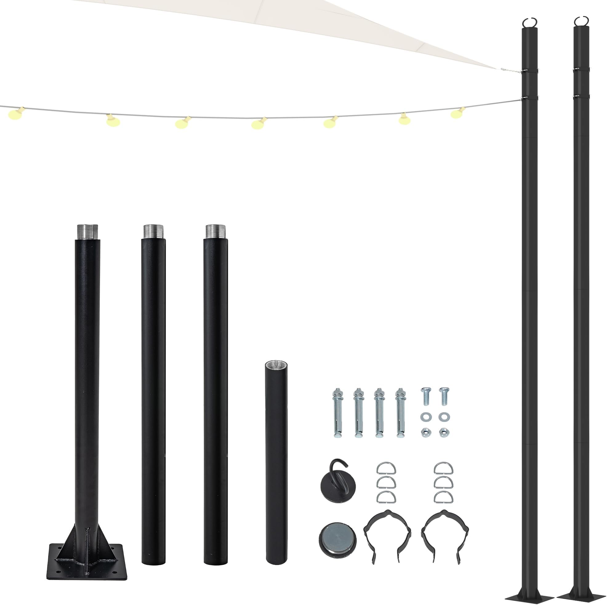 Amazon.com : 8FT Shade Sail Poles,Height-Adjustable Sun Shade Poles ...