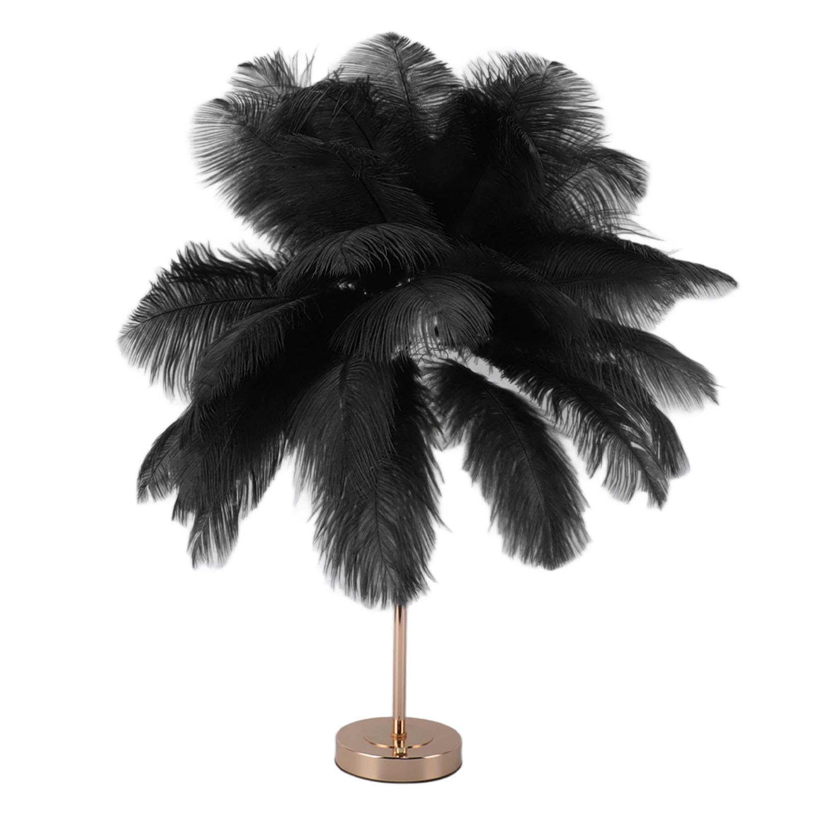 Ostrich Table Lamp, 30PCS Feathers 3 Color Dimming Cordless USB ...