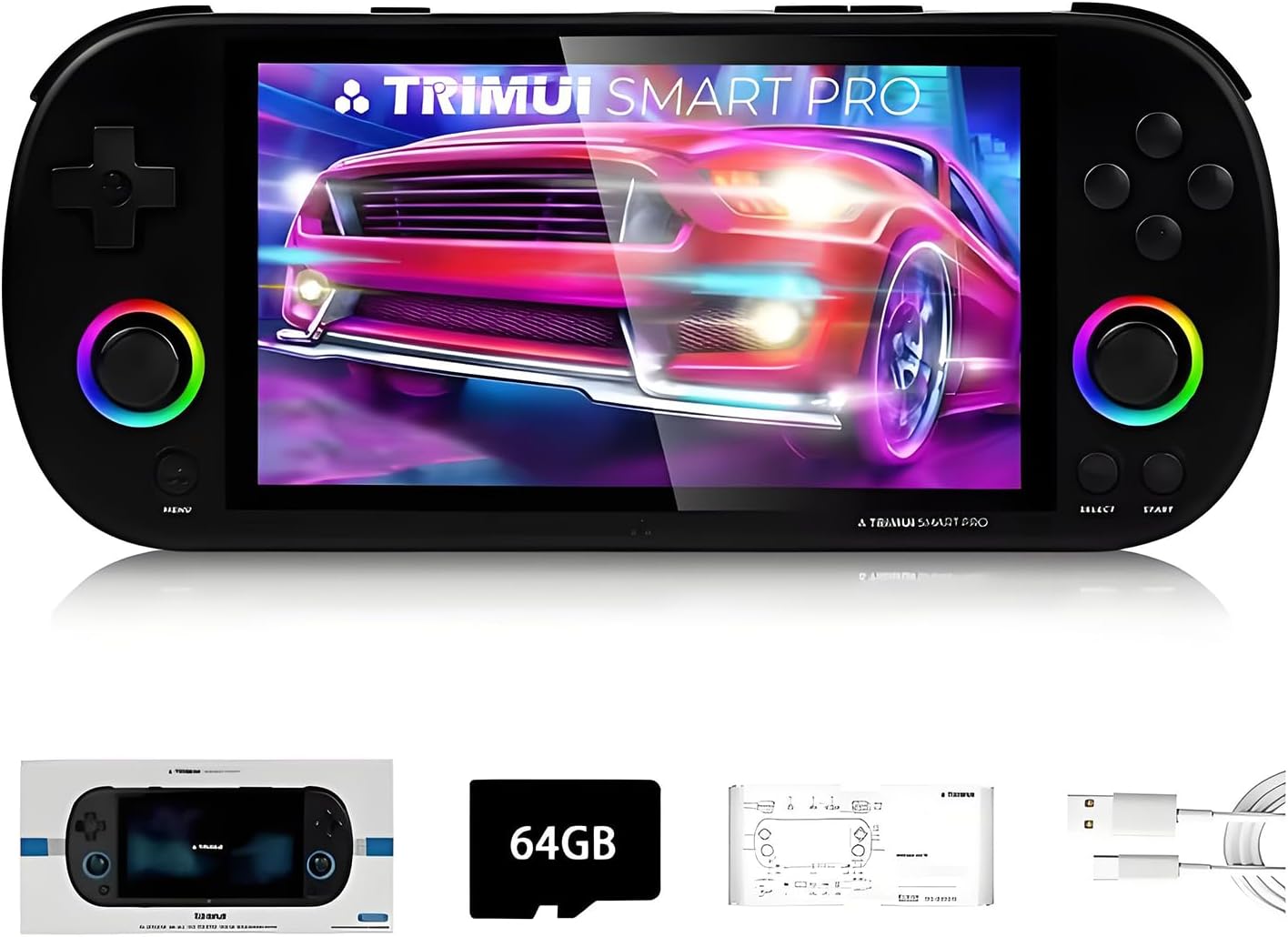 TRIMUI SMART PRO Handheld Game Console 64G SD Card with 12000+Games, Linux System A133P ...