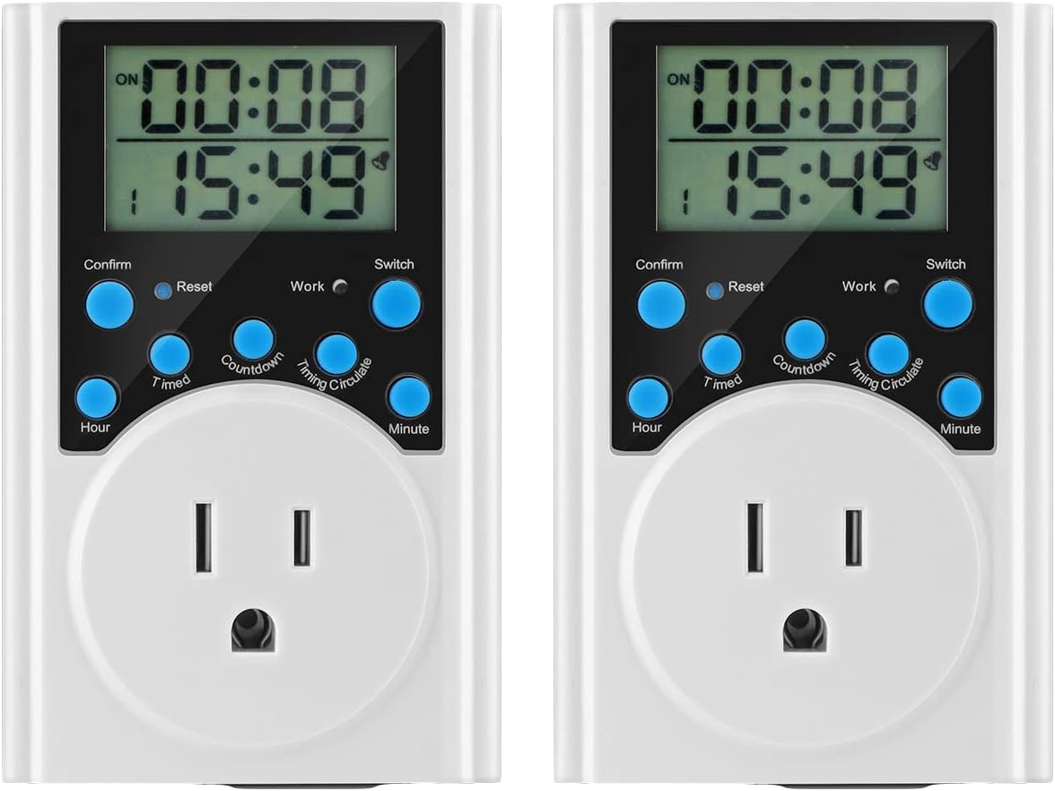 Timer Switch Socket, Multi Function Programmable Timer Outlet Count Down on and Off Timer ...