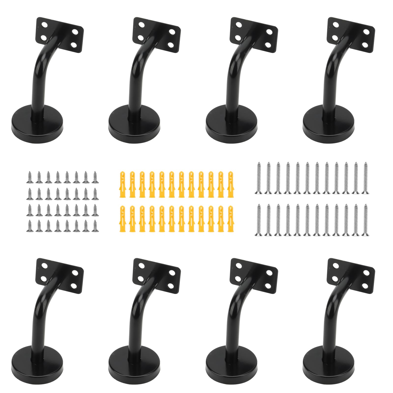 ZEONHAK 8 PCS Black Handrail Brackets, 60 x 80mm Stainless Steel ...