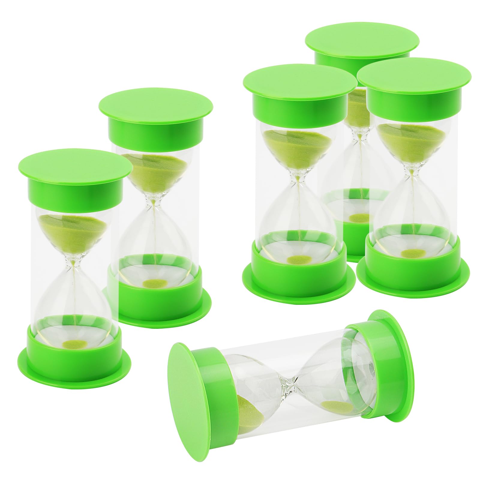 KEILEOHO 6 PCS 3 Minutes Sand Timer, Green Hourglass Sand Clock ...