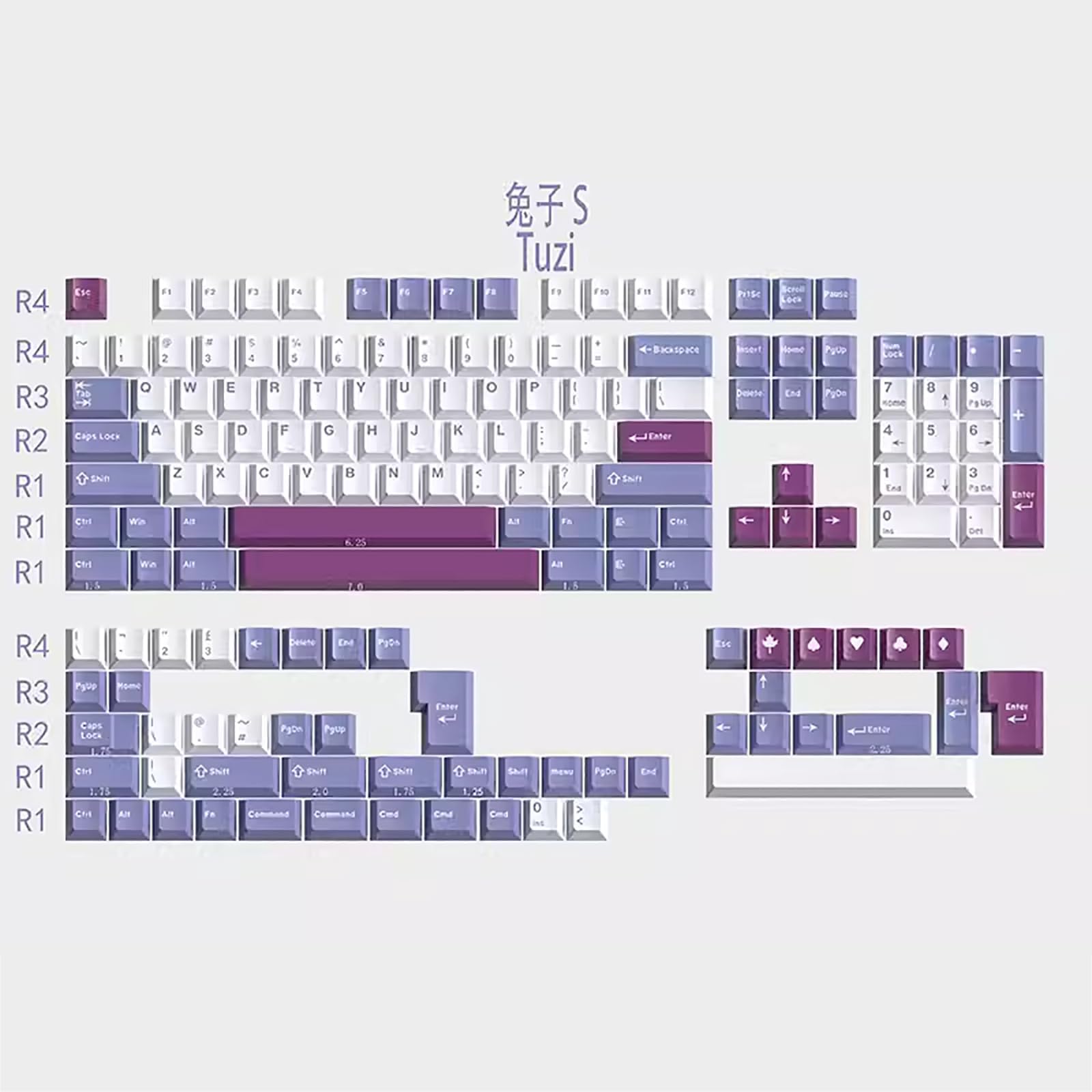 160 Keys Doubleshot Keycaps Cherry Profile Tuzi Keycaps Set 7u Spacebar ...