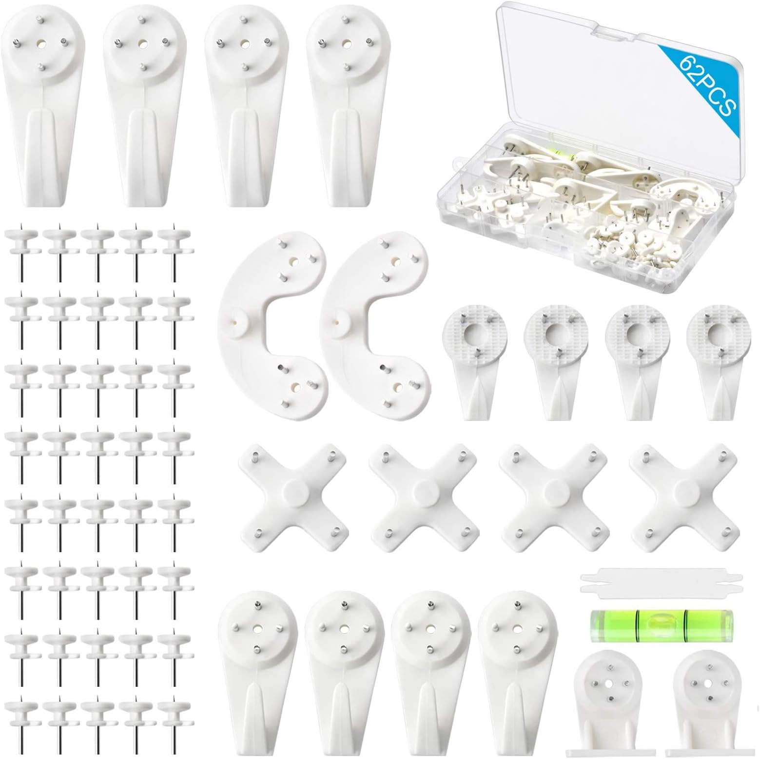 Picture Hanging Kit, 62PCS Hardwall Hangers for Cinder Block, Picture ...
