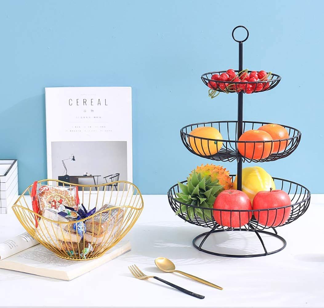 Standing Fruit Vegetable Basket Fruit Stander, 3 Tier Fruit Baskets,