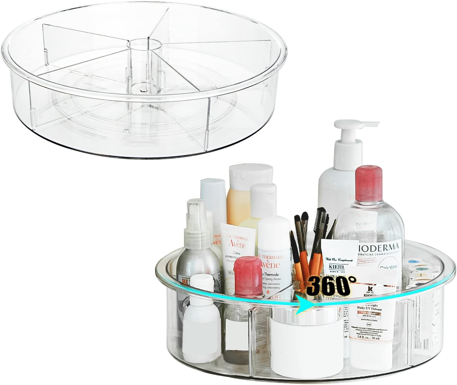 mDesign Rotating Organiser — Deep Lazy Susan with Multiple Compartments ...