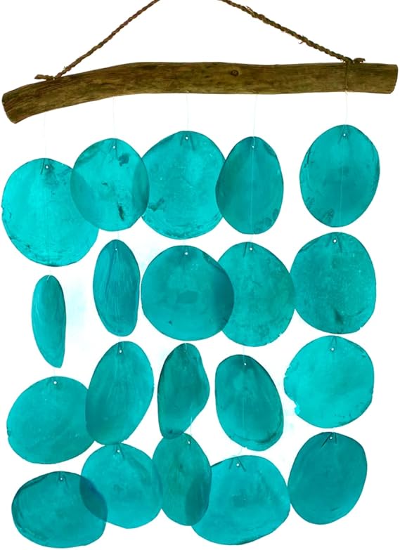 Amazon.com : Teal Capiz Windchime - Coastal Nautical Wind Chime Hanger ...