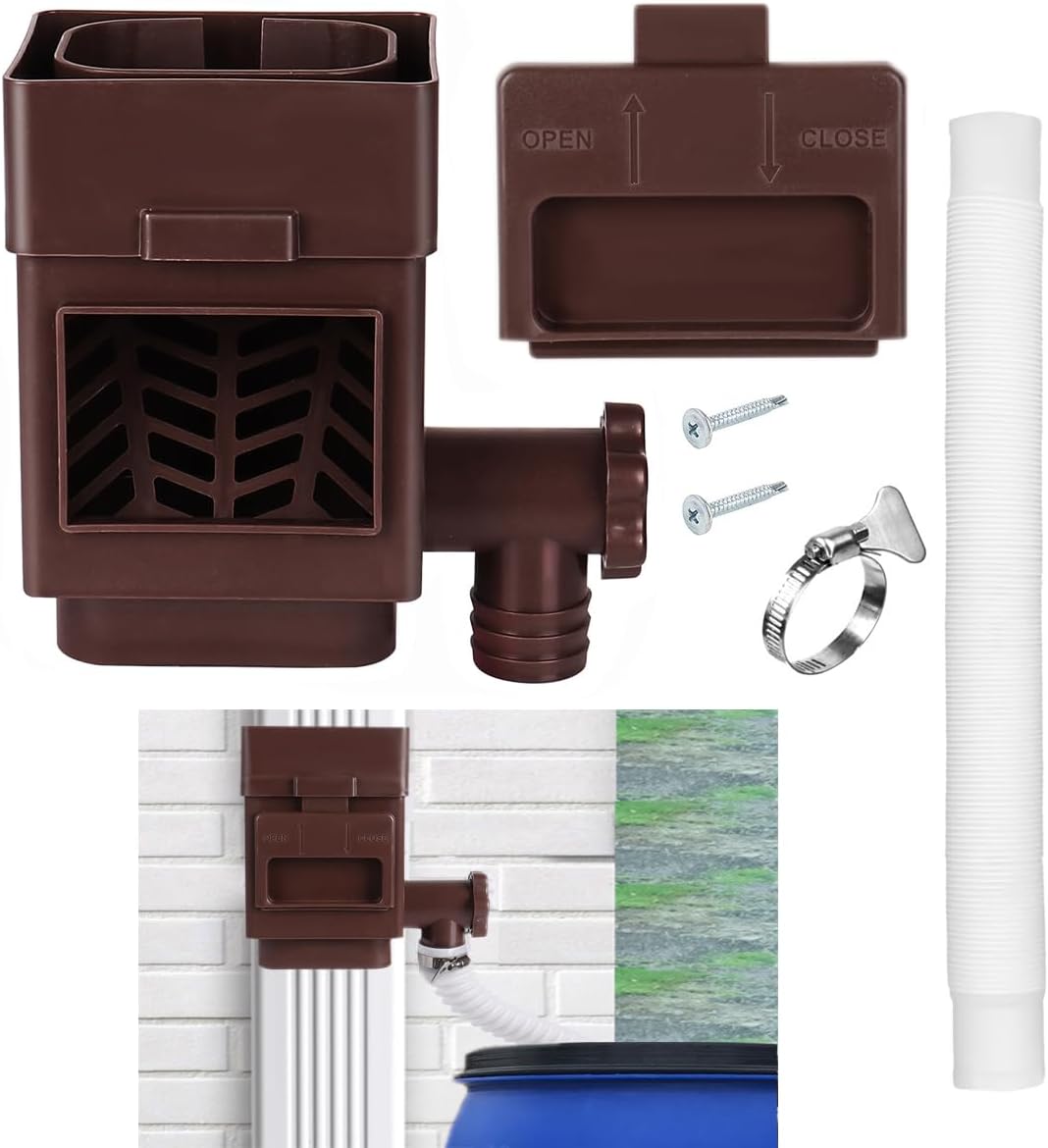MISDENK Rain Barrel Diverter Kit, Downspout Diverter Fits for 2x3 or ...