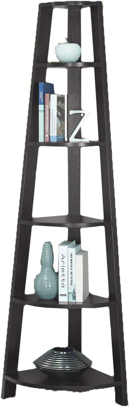 Amazon.com: Conical 72" 5-Shelf Corner Bookcase Etagere made of Wood ...