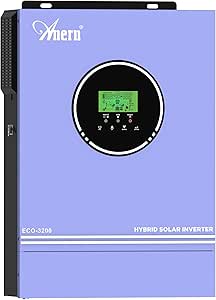 Anern 3000 W Hybrid Inverter 24 V DC to 220 V/230 V AC with 80 A MPPT Solar Controller Max. PV ...