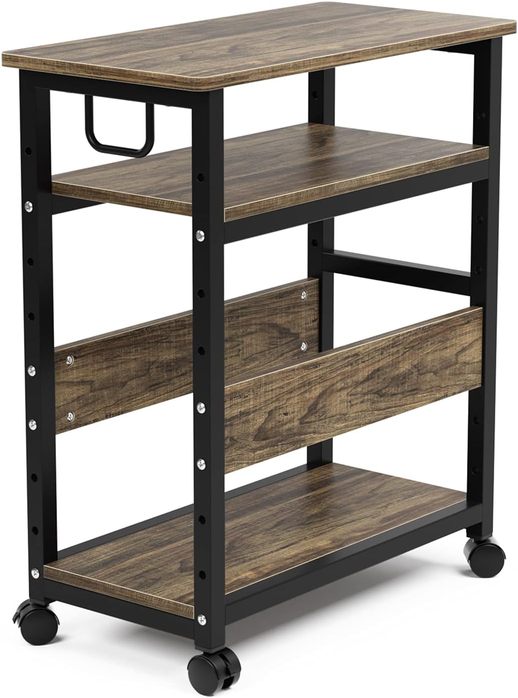 Amazon.co.jp: DEWEL パソコンワゴン PCワゴン CPUワゴン キャスター付き 3段 棚板高さ調節可能 パソコン収納棚付き PC本体収納 木製 幅60*奥行30*高さ70cm ...