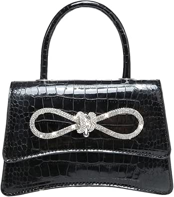 QWINEE Womens Bow Evening Bag Sparkly Clutch Purse Wedding Party Purses Glitter Rhinestone ...