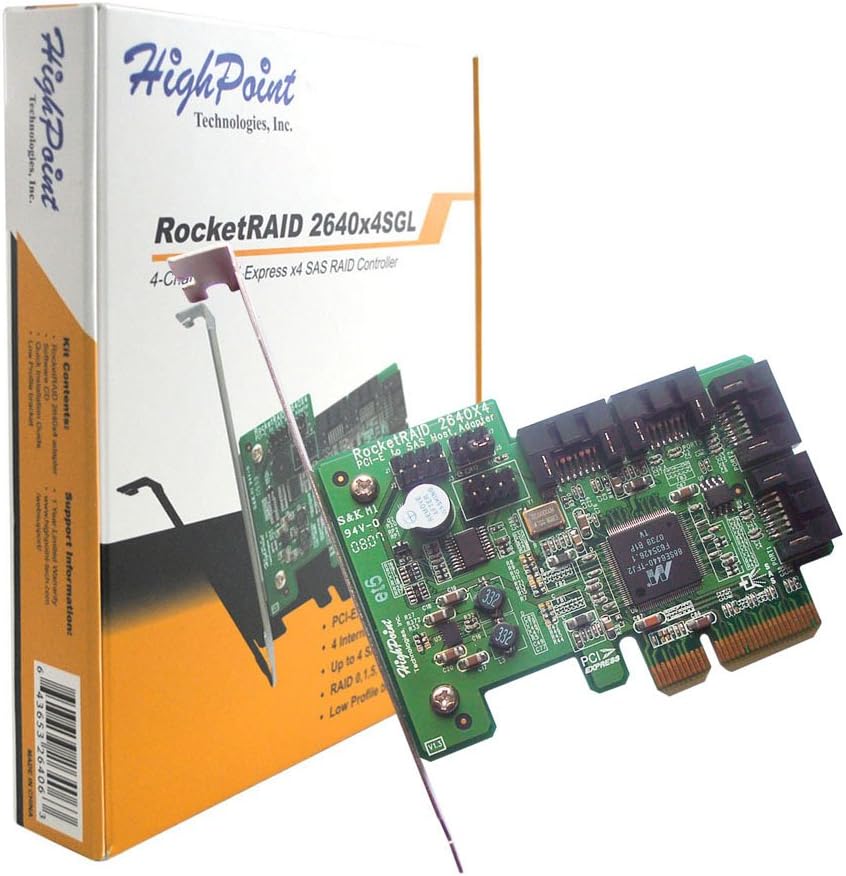 HighPoint RocketRAID 2640X4SGL 4-Channel PCI-Express x4 SAS 3Gb/s RAID Controller: Amazon.co.uk ...