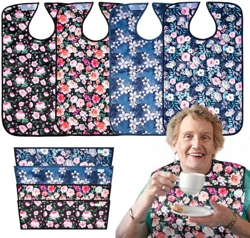 Amazon.com: wegreeco 4 Pack Detachable Pocket Adult Bibs for Elderly ...