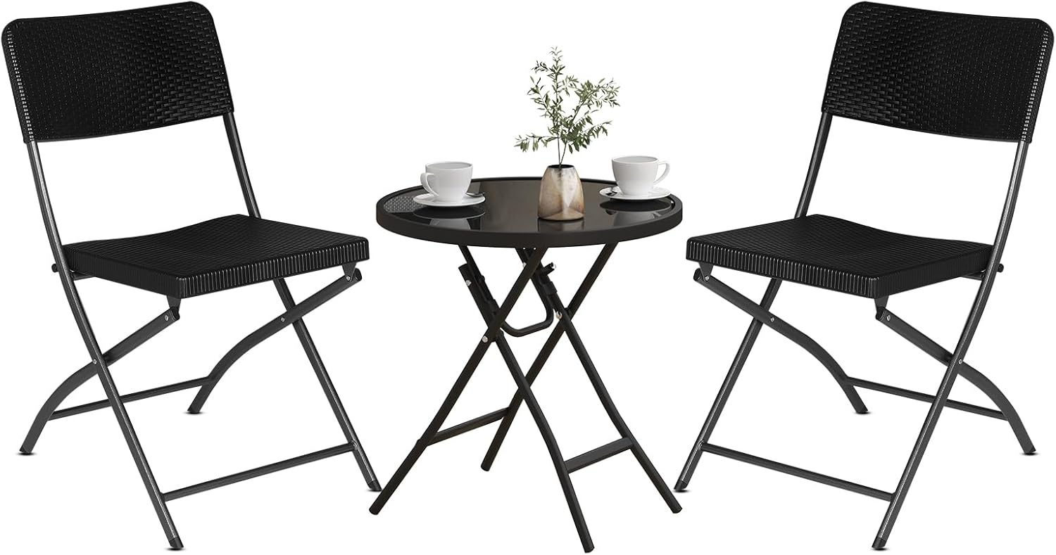 eSituro Balkonmöbel Gartenset klappbar, Beistelltisch mit 2 Klappstühle ...