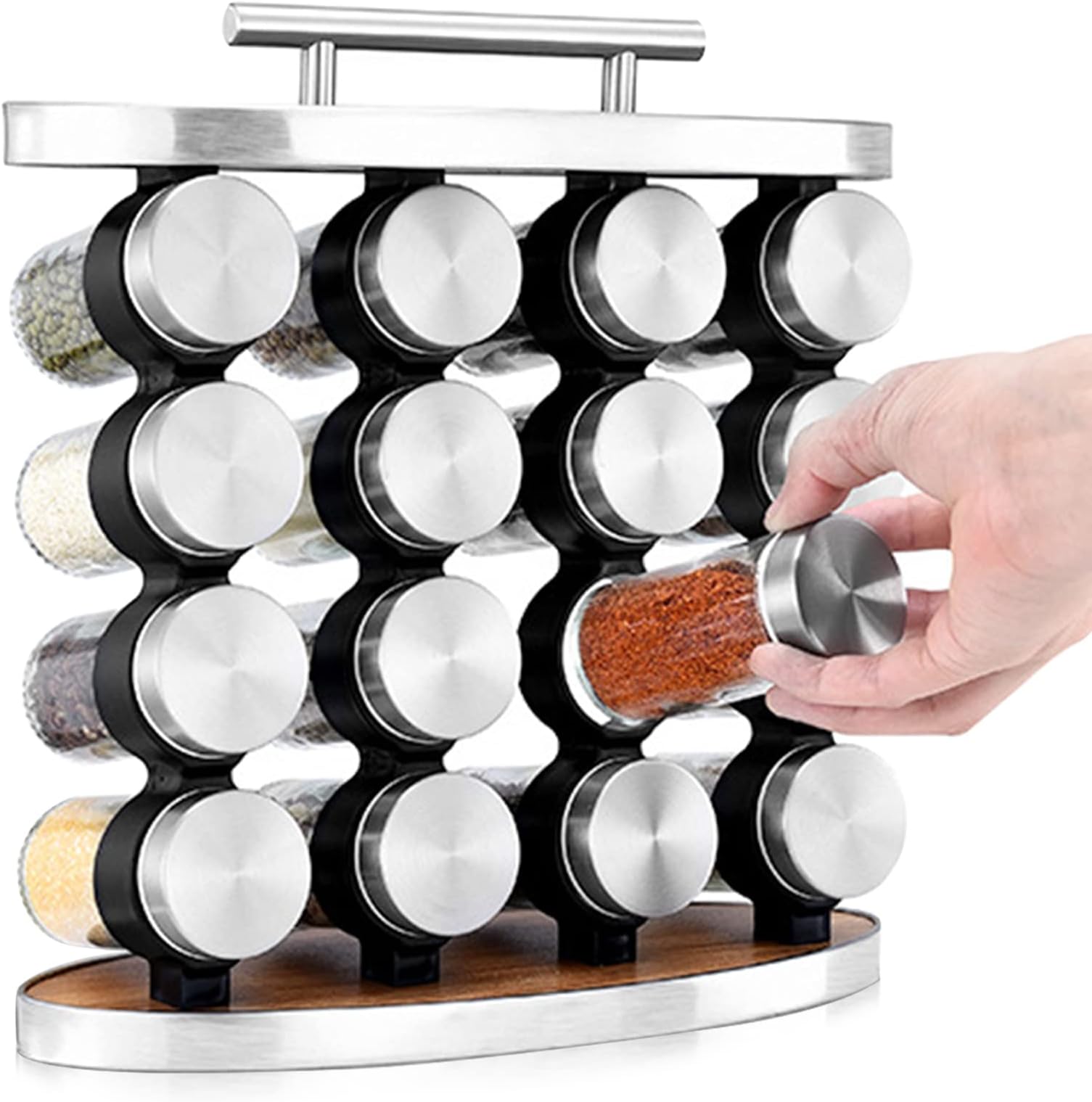MasterClass Herb and Spice Rack Set with 8 Brass Finish Lidded Jars and ...