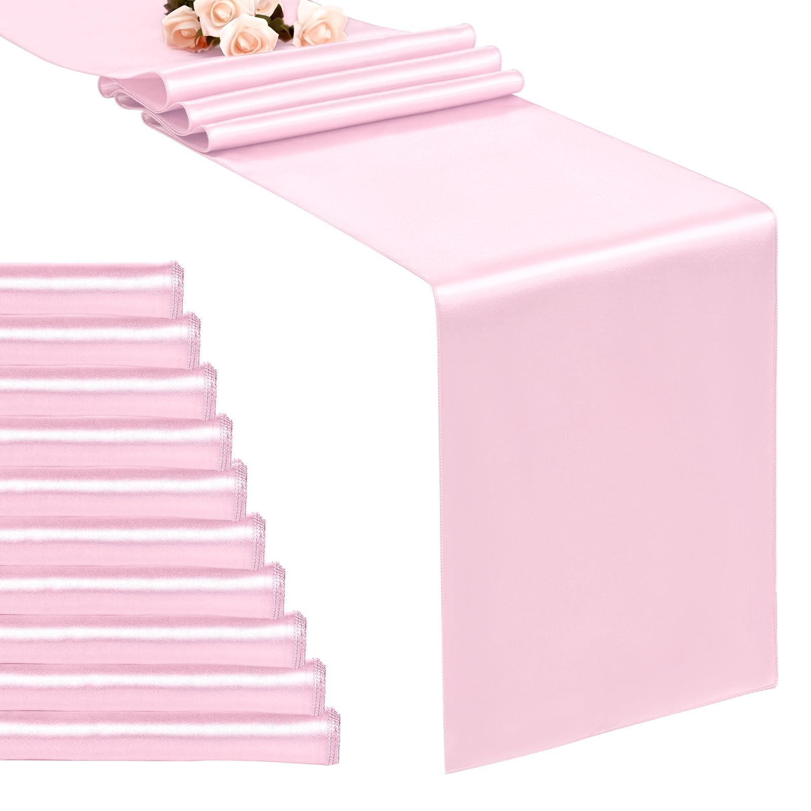 Amazon.com: 10-Pack Light Pink 12 x 108 inches Long Premium Satin Table ...