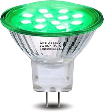 2w LED MR11 Green Light Bulb 12v 35mm Replacement for Low Voltage Spot ...