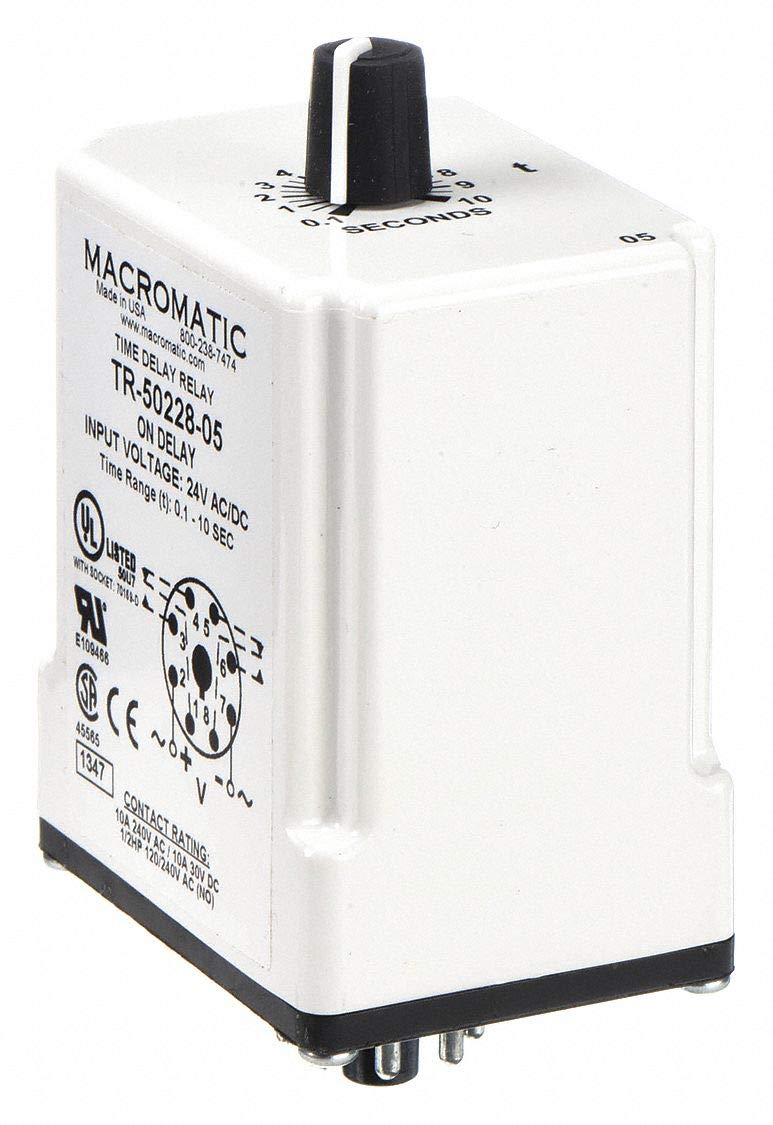 MACROMATIC Single Function Timing Relay, 24VAC/DC, 10A @ 240V, 8 Pins ...