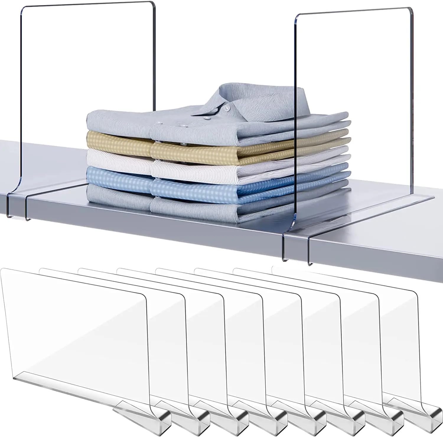 Medeahome 8 PCS Clear Acrylic Shelf Dividers for Closet Organization ...