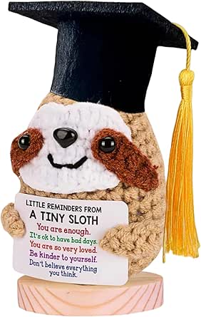 Amazon.com: Jxueych 2025 Graduation Crochet Positive Sloth - Adopt a ...